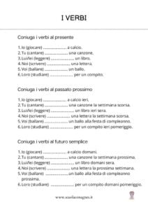 I verbi al presente, passato prossimo e futuro semplice. Esercizi e ...